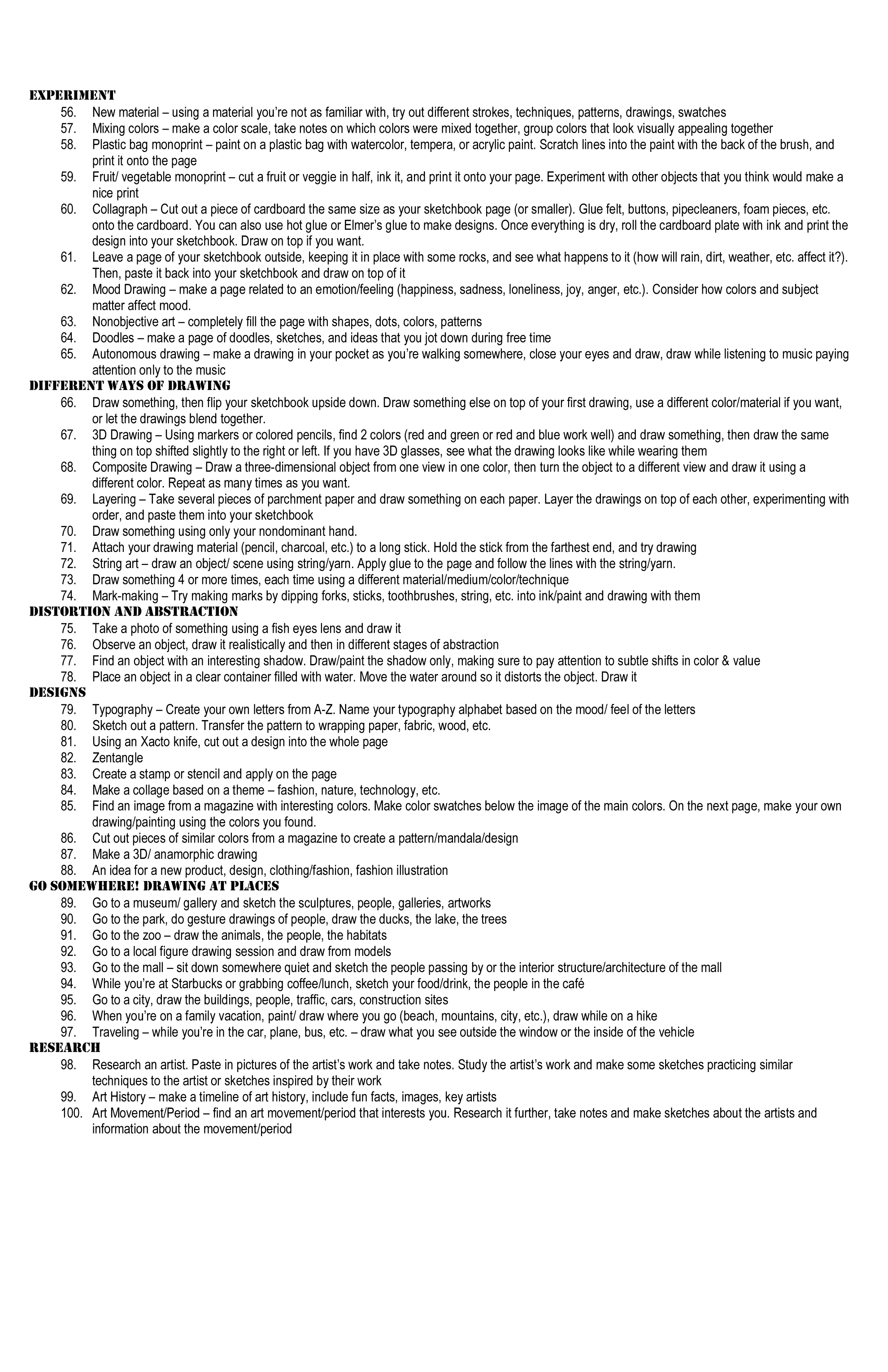 100 Sketchbook Ideas + Ideas for Page Backgrounds – Annika Marthinuss