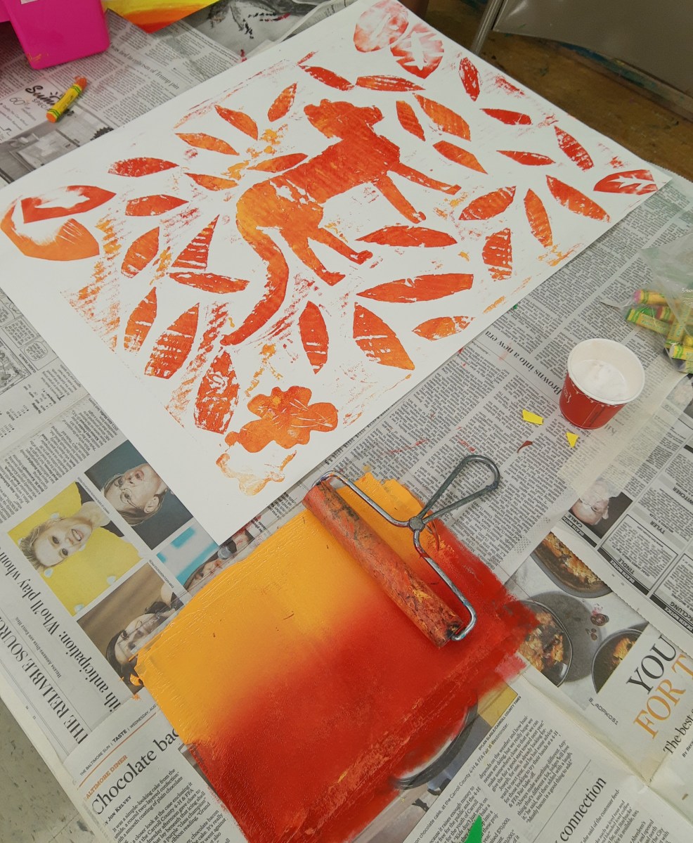 Cardboard Collagraphs (Day 1 of Printmaking Camp) – Annika Marthinuss